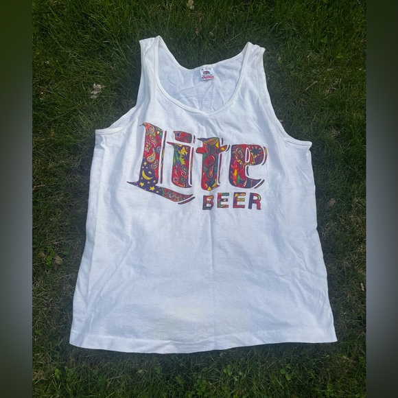 Fruit of the Loom | Shirts | Vintage Miller Lite Beer Tank Top M | Poshmark